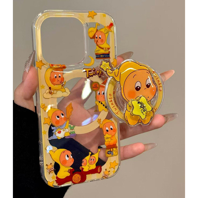 趣味可爱跷跷板星星人磁吸适用于iphone16pro手机壳苹果16保护套14旋转支架13防摔新款15promax高级max手机套