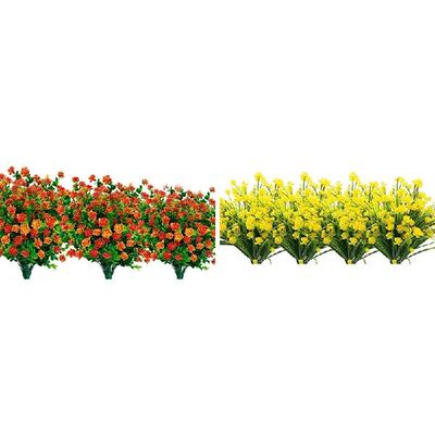 极速8Pcs Artificial Flowers Outdoor UvJ Resistant Plants, 8