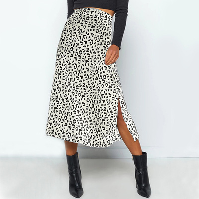 极速2021 New Sexy Leopard Print Chiffon SplNit Skirt Casual