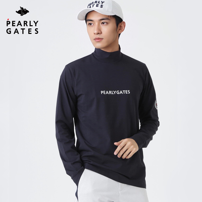 PEARLY GATES高尔夫男装PG秋季男士长袖套头衫经典印花运动T恤衫