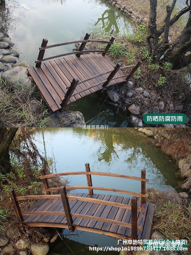 户外防腐木桥拱桥碳化木拱桥景观桥庭院桥公园室内景观小桥实木桥