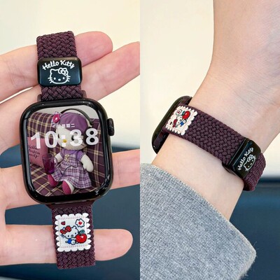 细款KT适用华为FIT5/4/3苹果手表带s11尼龙编织磁吸iWatchs10腕带applewatchS9876se创意红米65小米98Pro夏天