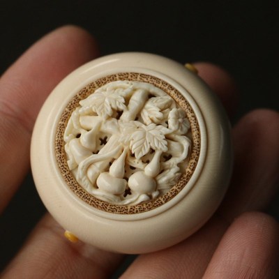 速发一物一拍沪上海派制作猛犸牙玩囊挂把配饰文玩件件把香收藏