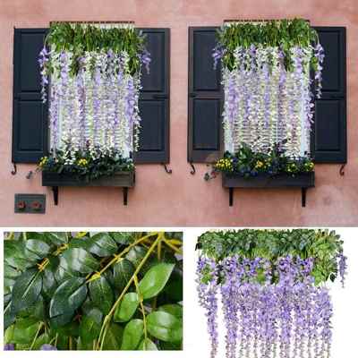 极速12pcs Artificial Wisteria Flower HVine Fake Silk Flowers
