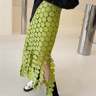 极速TWOTWINSThYLE Cut Out Skirt For Women High Waist Patchwo