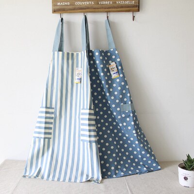 速发舍H小B得简约成人厨房清洁围裙可爱条清波点文艺小纹新