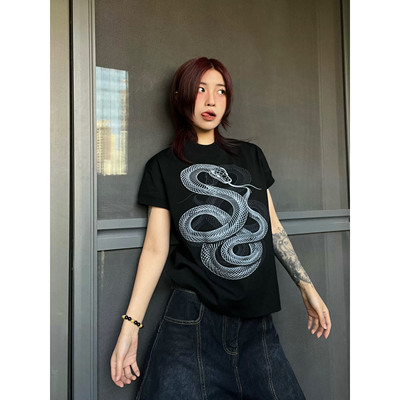 15GET蛇纹短宽短袖T恤