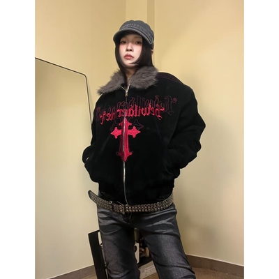 15GET十字架刺绣夹克棉服外套