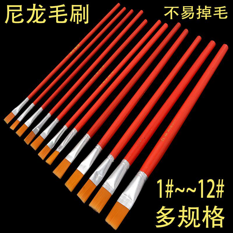 毛刷油画笔尼龙毛笔丙烯画笔整套工业用笔漆刷油漆笔1-12号全套装