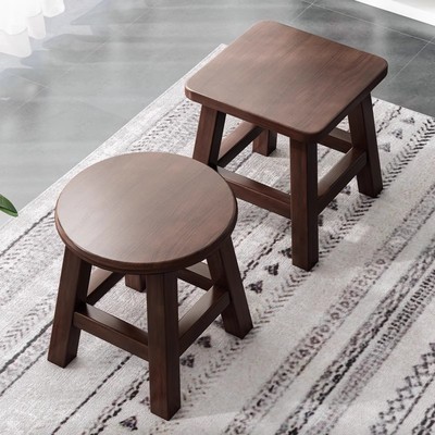 ?jh实木小凳子家用老式小木凳方凳矮凳圆凳客厅简约换鞋凳结实小