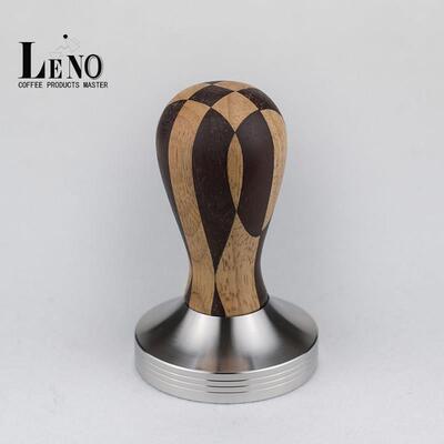 LENO不锈钢压粉器撞色实木质手柄咖啡压粉锤手冲咖啡机填压器平底