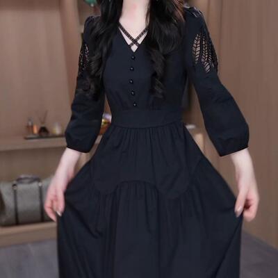 连衣裙2026新款女春夏今年流行十三行爆款妈妈气质黑色轻奢高级感