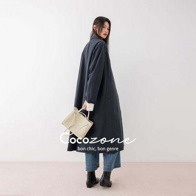 COCO ZONE 刘11“港湾”早春新款高级感别致长款风衣外套 ACD1A01
