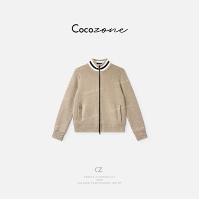 COCO ZONE 刘一一“撞色BC”老钱风立领利落感毛织上衣 CD2A1646