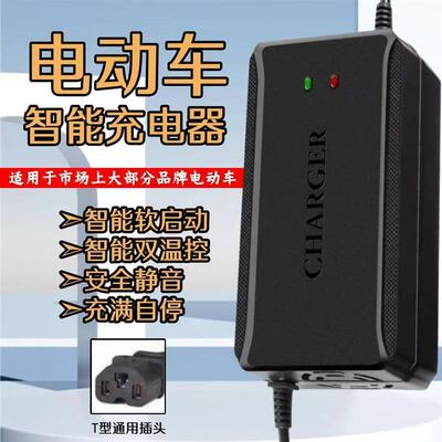 热销适用于新日电动车充电器48v60v72v20AH电瓶车通用小公插新国