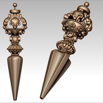 立体图3D模型打印文件stl/obj三维圆雕数控雕刻木雕金刚杵降魔杵