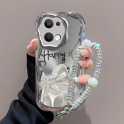 适用红米note13手机壳新款Redmi note12pro硅胶11se蝴蝶结note10可爱女网红note9pro手链turbo3高级感全包潮+