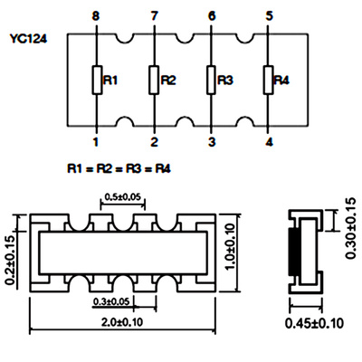 。0402x4贴片排阻0402 8P4R 180R 220R 270R 300R 330 360 390 43