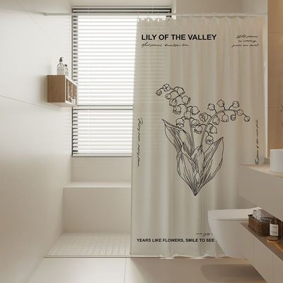 极简加厚卫生间隔断帘涤纶防水防霉浴帘免打孔套装干湿分离