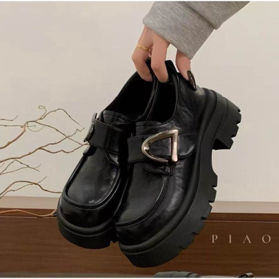 【维也娜老赵专享】LL1229新款真皮厚底百搭乐福鞋