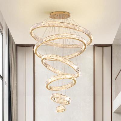 别墅空客厅吊灯挑轻大奢气楼中楼跃层挑空高水晶灯覆式楼2078中大