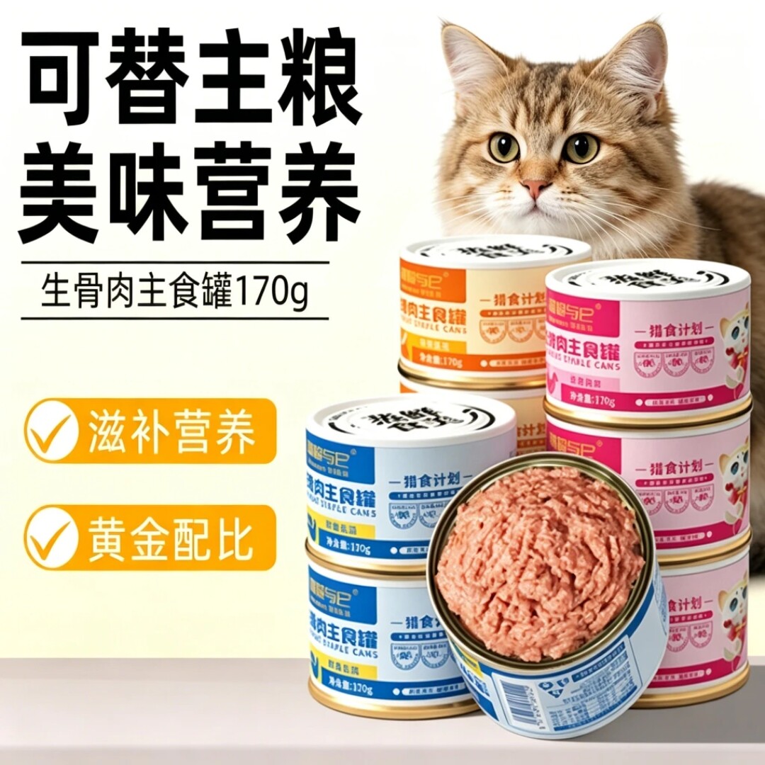 冒险与它生24罐骨肉主食猫罐头170g兔肉乳鸽猫咪湿粮猫饭猫咪零食