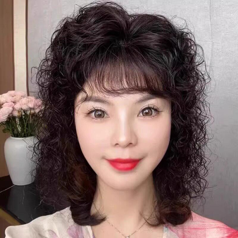 【精致羊毛卷】假发女卷发片遮白发自然中老年妈妈仿真发头顶补发