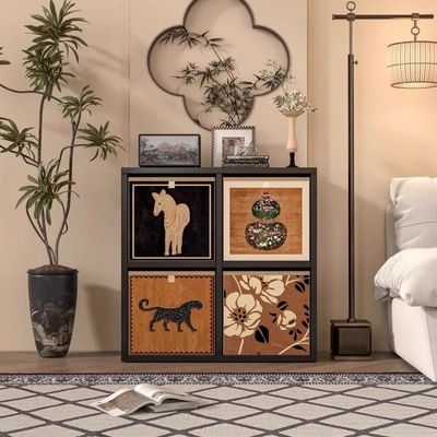 钢制格子柜自由组合卡莱克日式八格柜床边儿童书架落地置物架