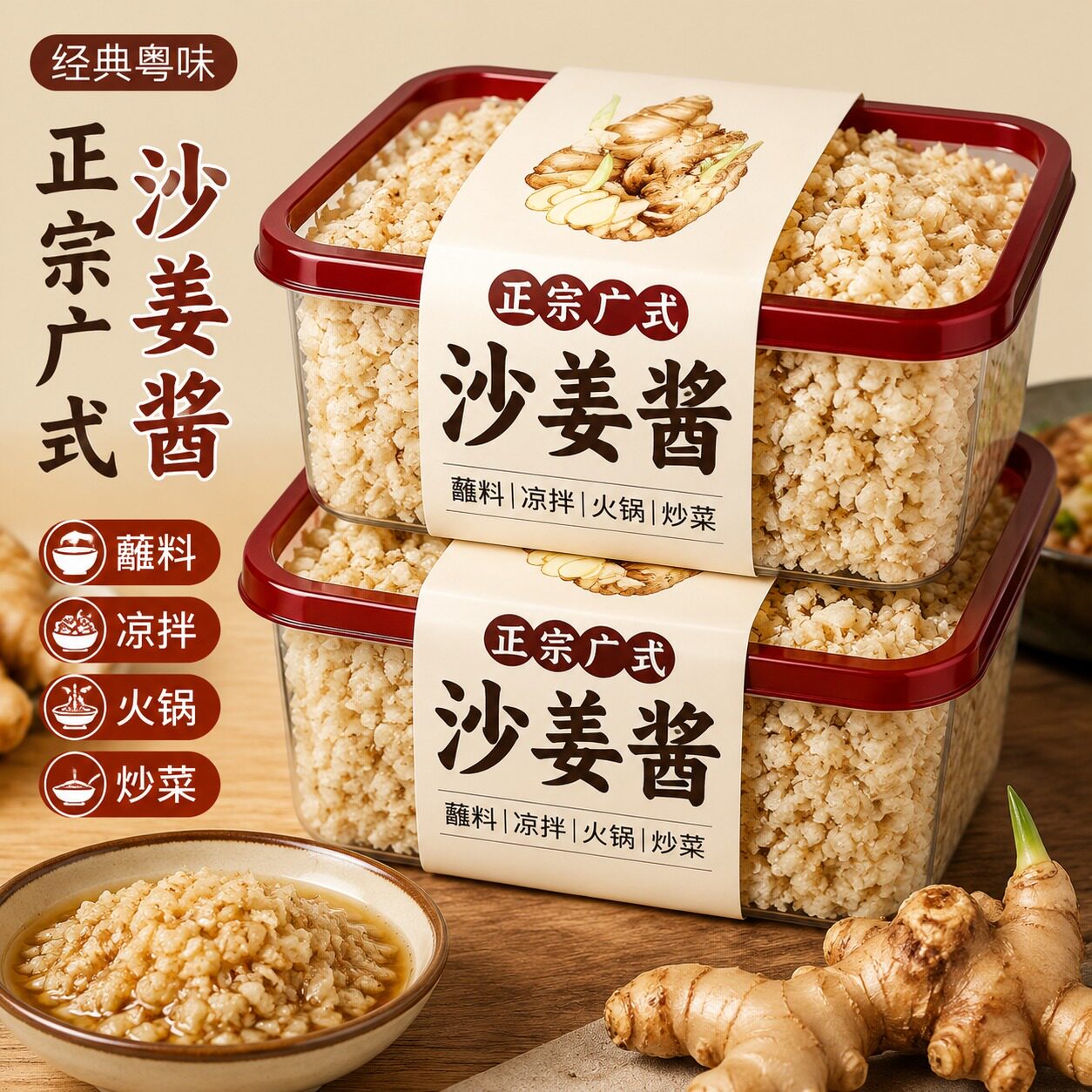 正宗广东沙姜酱官方旗舰店蒜蓉酱蒜泥0添加白切鸡专用猪肚蘸料