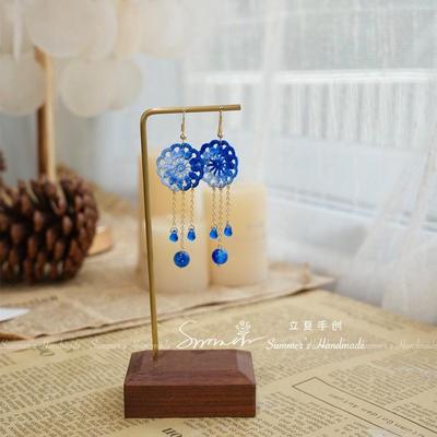 微钩捕梦网耳饰耳环成品现货复古花片美风纯手工蕾丝编织立夏手创