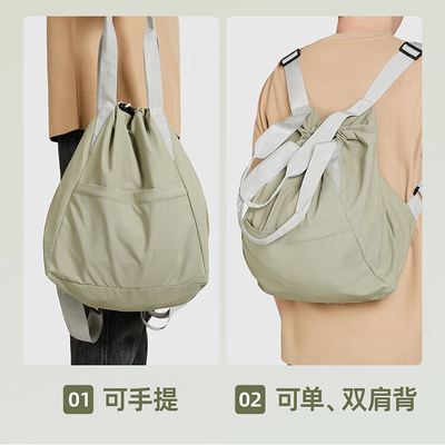 鹿岛什物纪单双肩多用外层防泼水揹包大容量束口手提包XBA20025