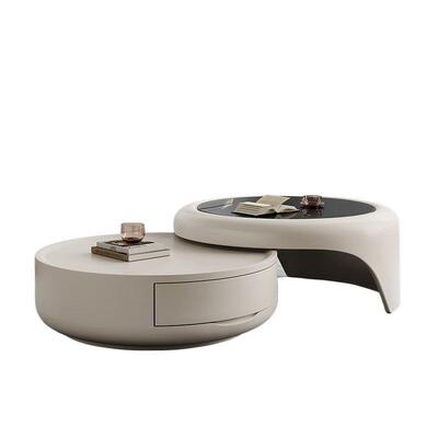 茶几圆简约家奶油风温馨形抽拉实木组合茶几OTP客厅户型用卧室边