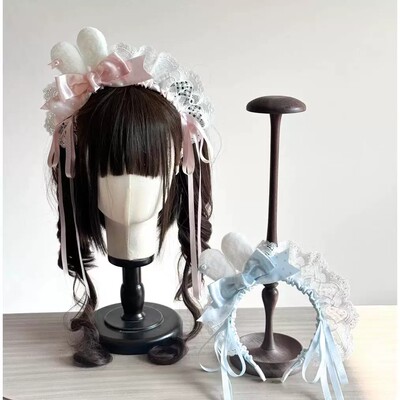 LittleFortune手作迷你兔耳Lolita蝴蝶结波点小兔发箍kc劳拉玩偶