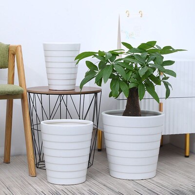 速发白色螺实特大号客厅种室内外台树落地纹用高筒花盆陶瓷清仓家