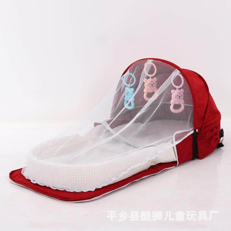 便携式婴儿床多功能旅行防蚊隔离床婴儿折叠床可拆卸床中床双肩包