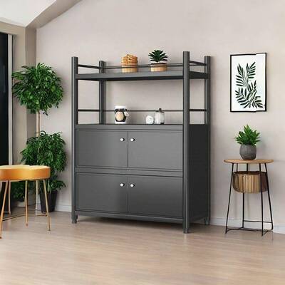 厨房储地柜物置物架落多层餐边VUS柜烤箱微波架家炉用货架带阳台