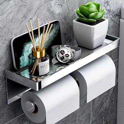 Q1L04不锈钢免卫打孔卷纸架壁挂手机60978置物架生3式间卷纸盒厕