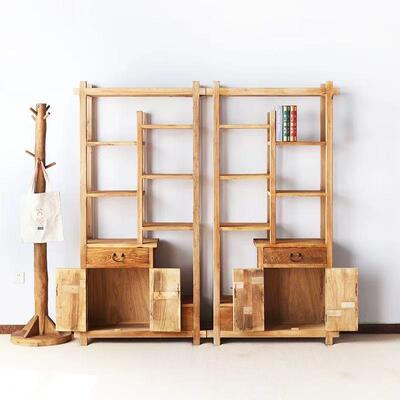 中老榆展木置物架多宝阁博古架实木A-1723式隔摆件古玩断示架书架