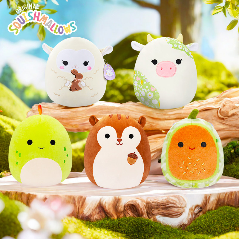 美国Squishmallows松鼠章鱼哈密瓜创意可爱毛绒玩偶公仔娃娃礼物