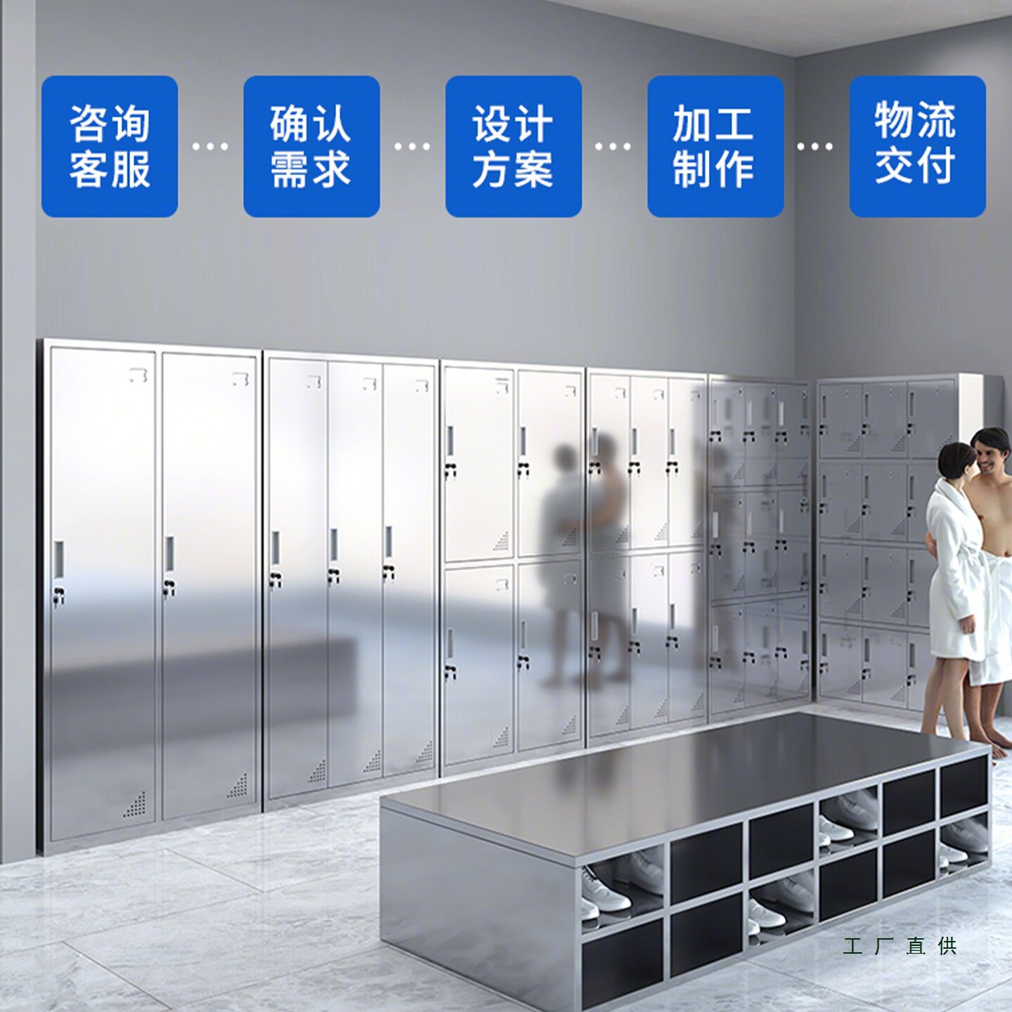 工厂自营不锈钢更衣柜员工柜无尘车间多格换鞋柜多门挂衣柜储物柜