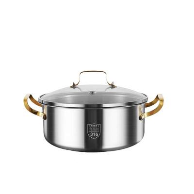 16不锈钢鸳锅火锅家用3加厚电鸯磁炉专用锅锅火锅盆大KQ-JBHG3容