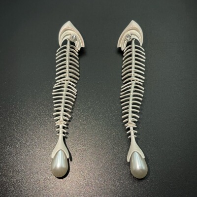 Vintage古着 Pearl fish bone耳饰