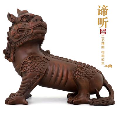 纯黄铜九华谛听地藏王坐骑独山神兽摆件TJJ客厅角公室办客厅桌面