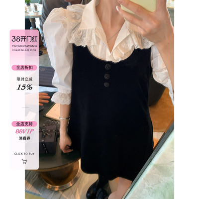 牙套大汪【奥斯汀小姐】U形领A字摆丝绒背心裙