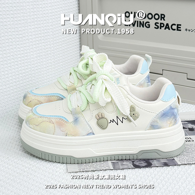 环球小白鞋女鞋2025百搭新款校园chic鞋子女百搭学生厚底板鞋女