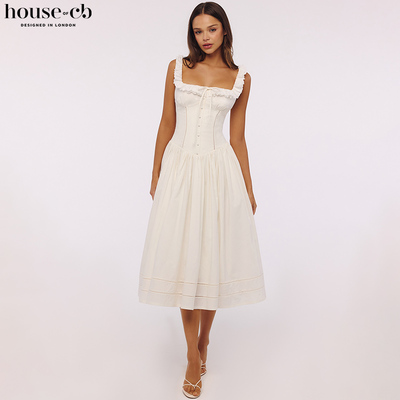 HouseofCB清新棉质刺绣中长裙