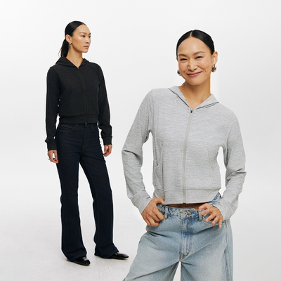 Oneup运动拉链短款卫衣