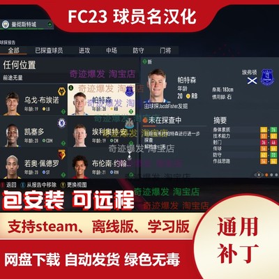 FC23 中文球员名汉化补丁 fifa23经理模式生涯模式均可 不含游戏