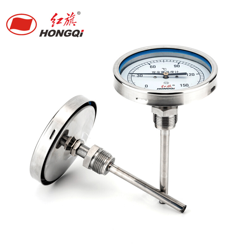 厂家直销红旗仪表WSS-401BF不锈钢双金属温度计0-50℃100测温仪_虎窝淘