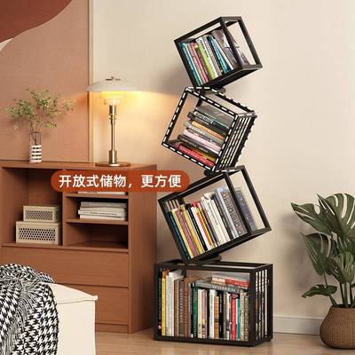 创意hzhfrgmr转角书架落地物架铁网艺红异客形展示架厅书柜书架一